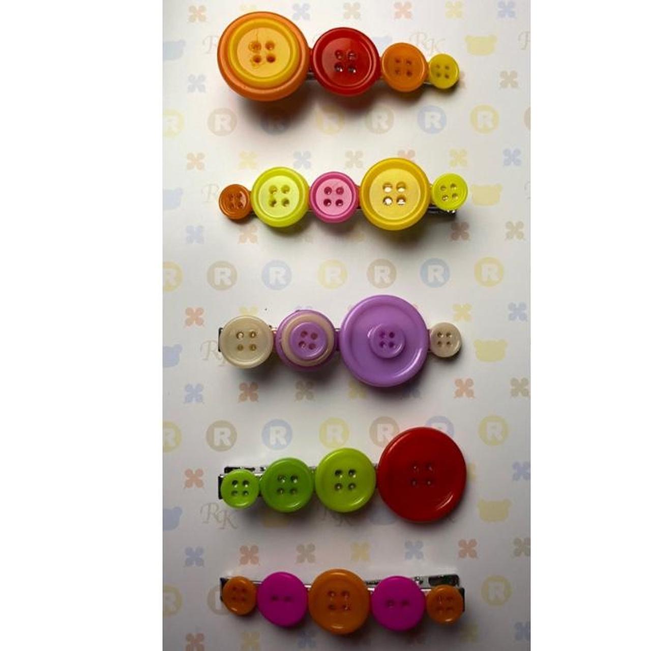 bundle of multi-coloured button hair clips self made... | Depop