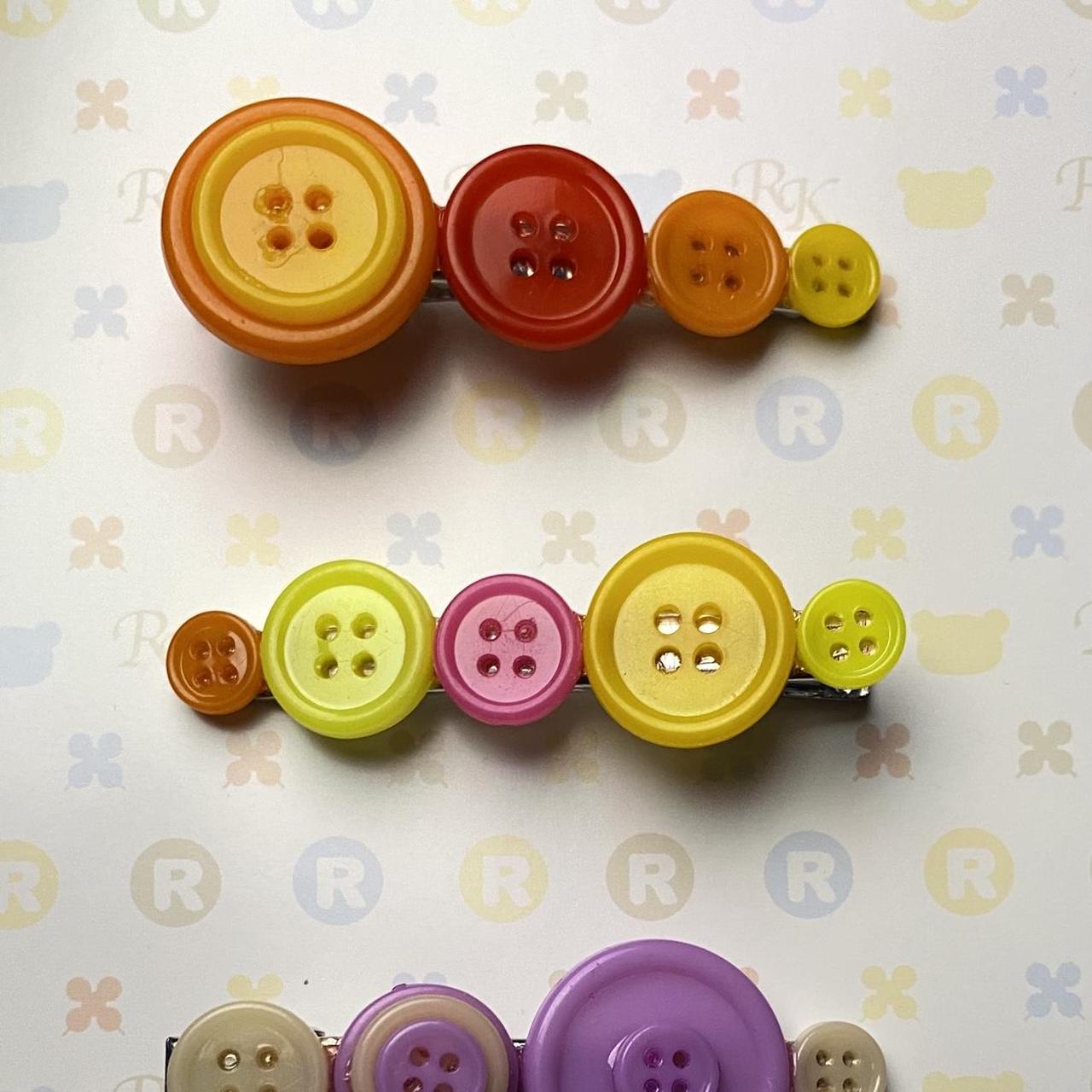 bundle of multi-coloured button hair clips self made... | Depop