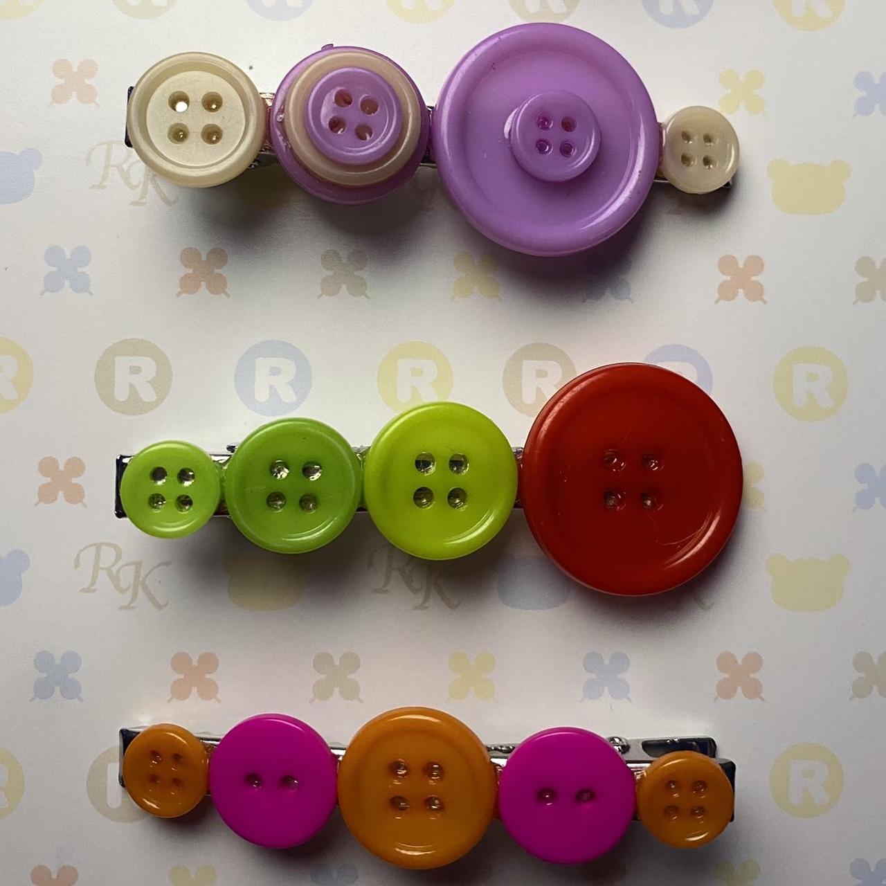bundle of multi-coloured button hair clips self made... | Depop