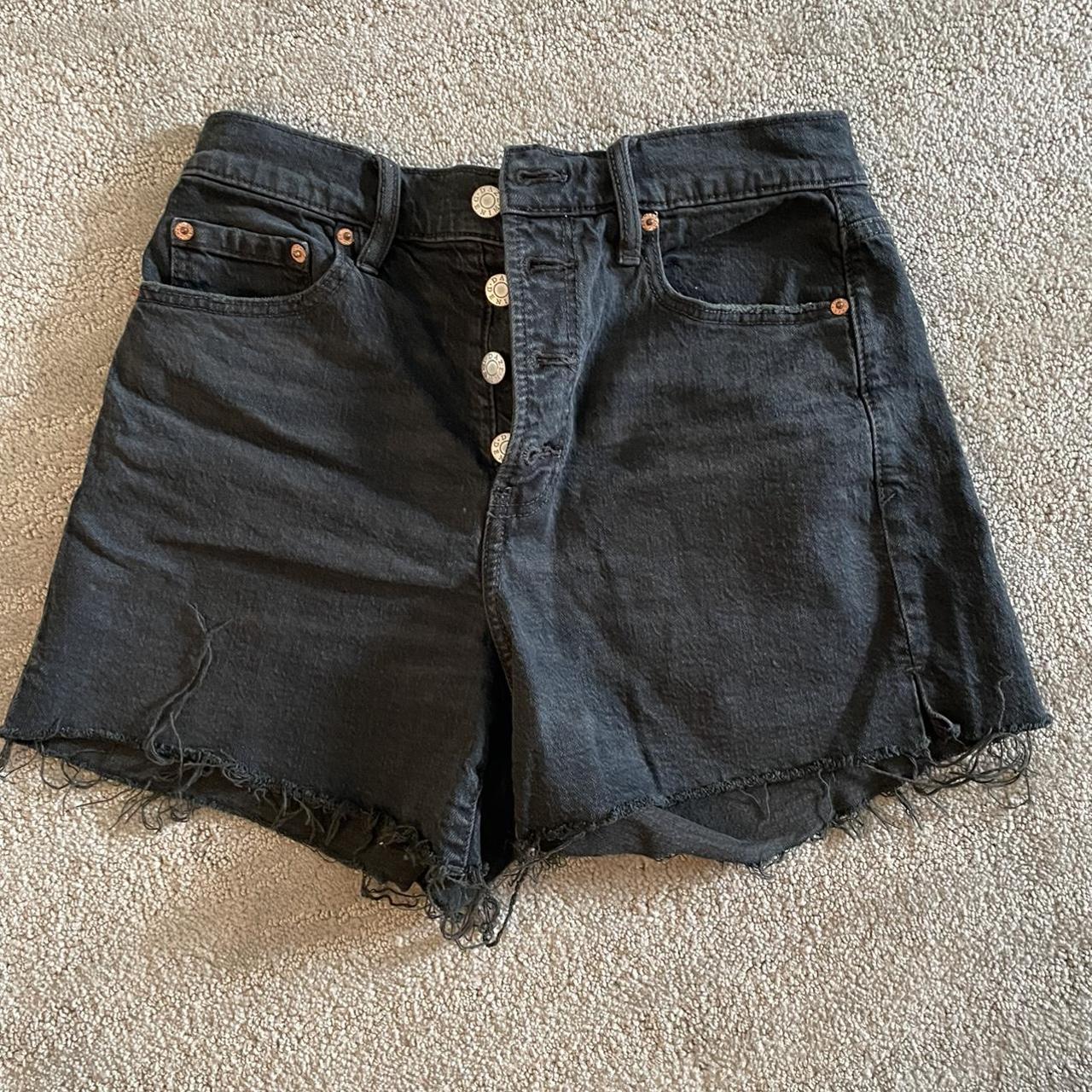 Black soft denim shorts Labeled size 27 Stretchy... - Depop