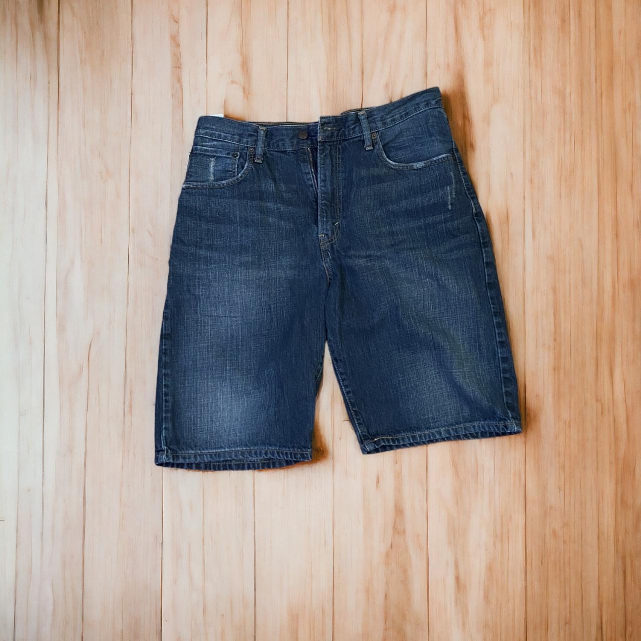 Levis Plain Dark Blue Jorts Size 34 Used and... - Depop