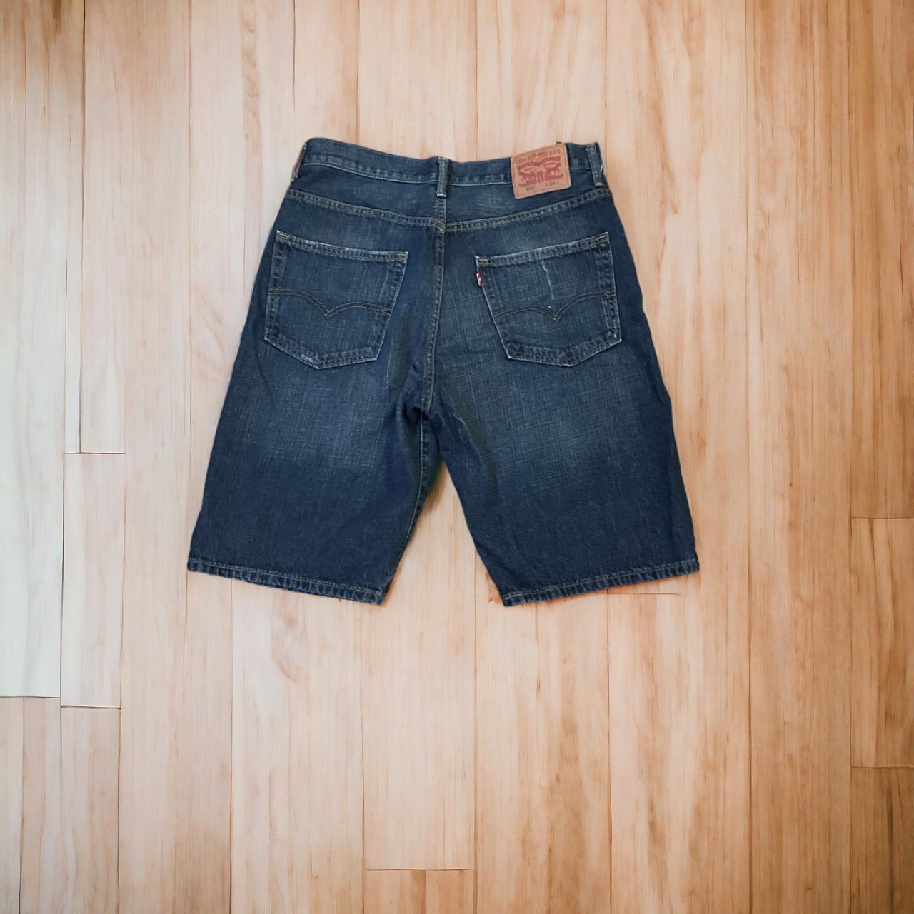 Levis Plain Dark Blue Jorts Size 34 Used and... - Depop
