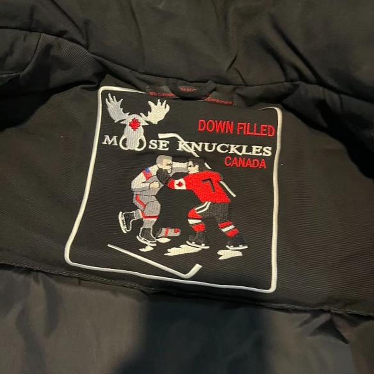 Worn moose knuckle coat ! Unisex Size large - Depop