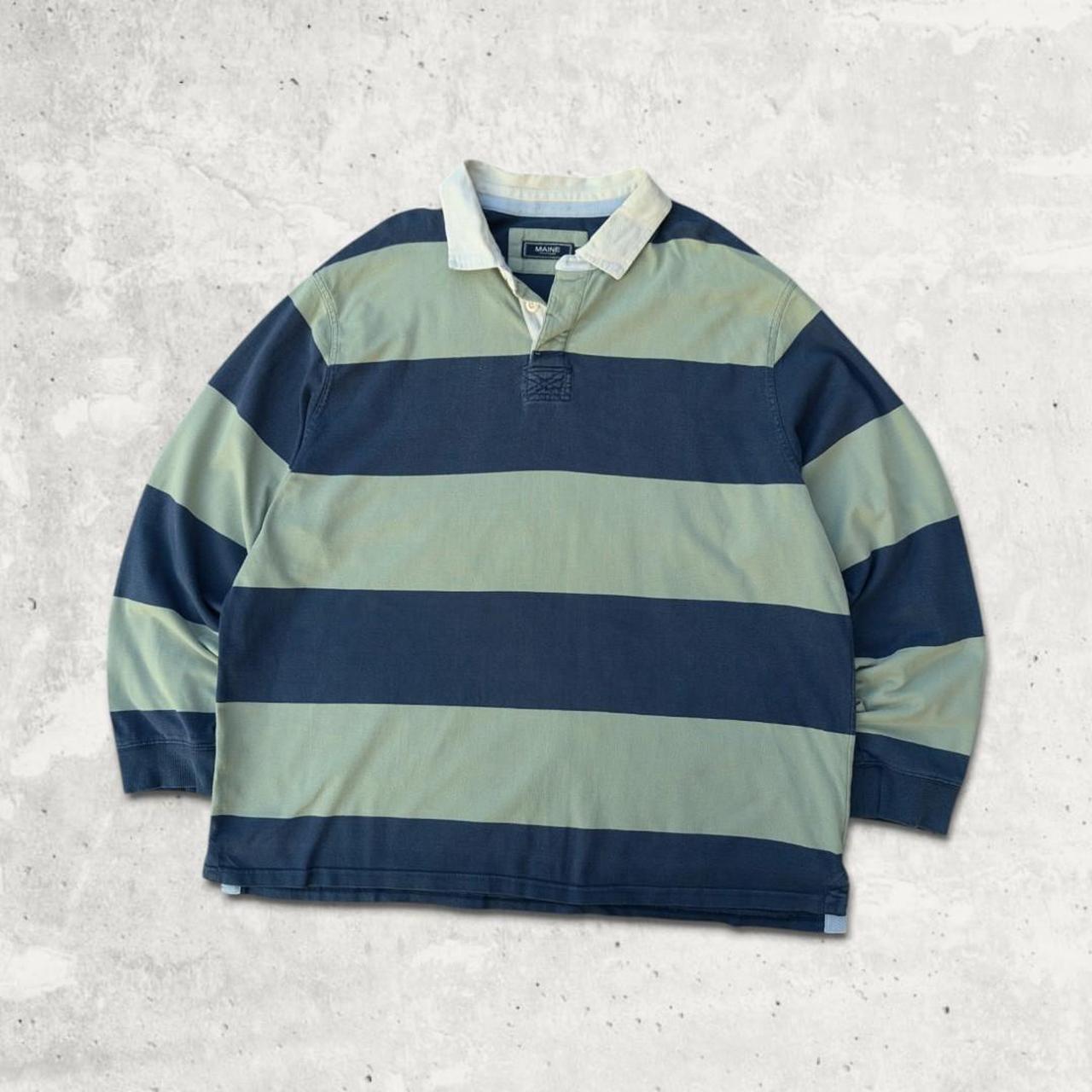 Vintage Striped 90s Rugby Polo Sweatshirt Code:... | Depop
