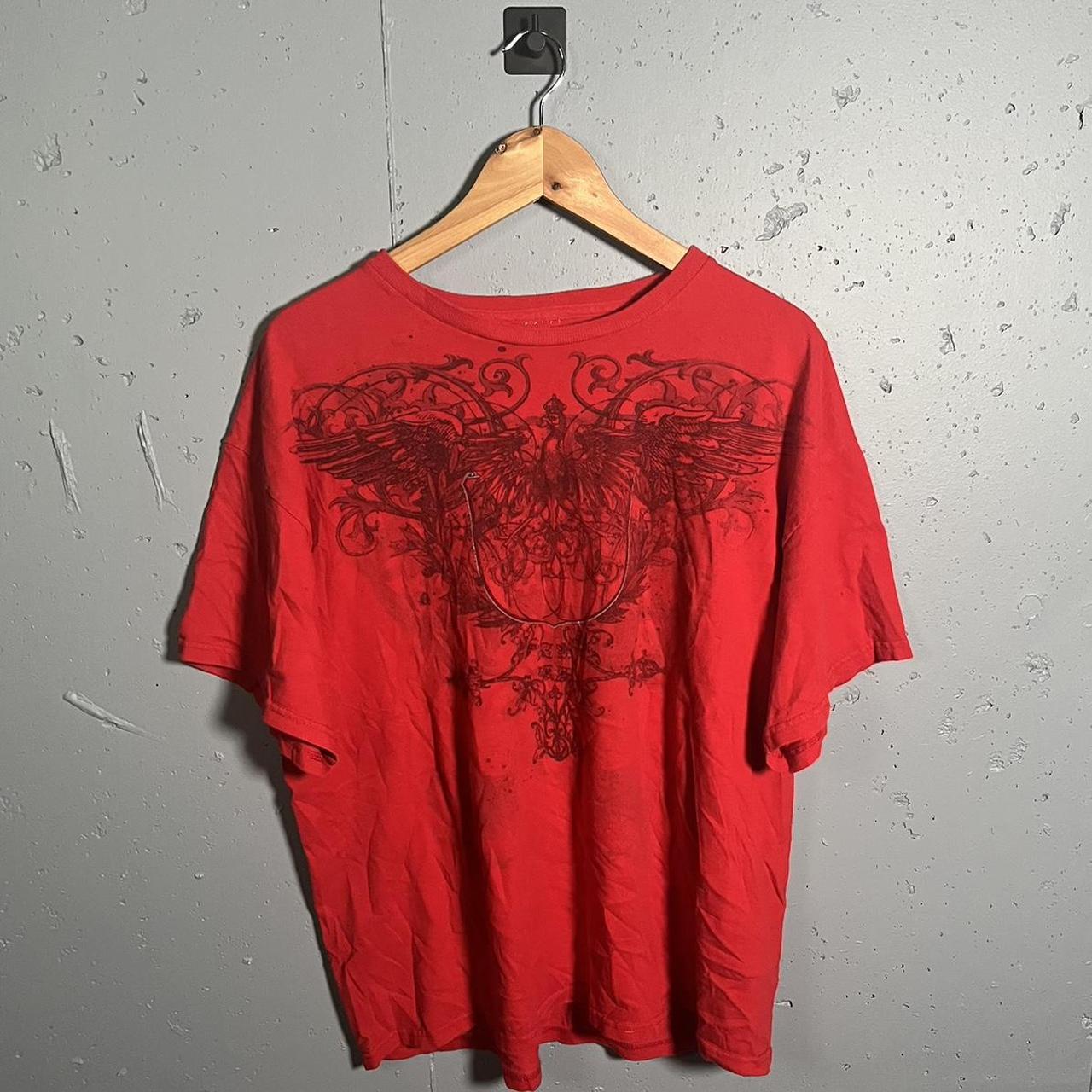 Red y2k grunge affliction like tee Brand: no... - Depop