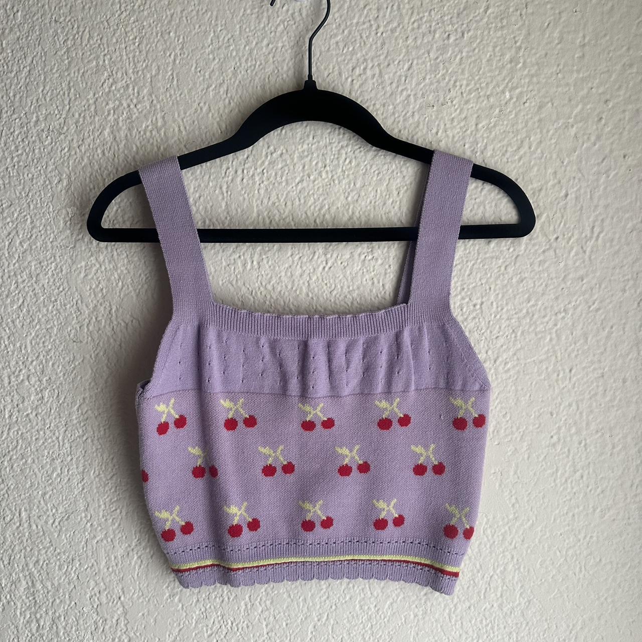 Knit Cherry Crop-Top - Depop