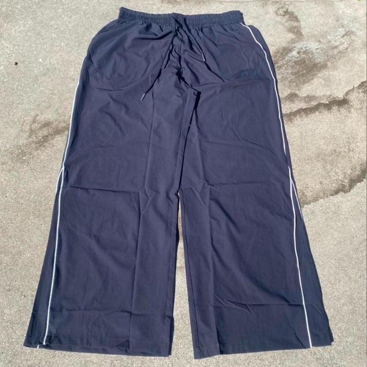 Navy and white wide leg joggers 30/34/30 12 inch leg... - Depop