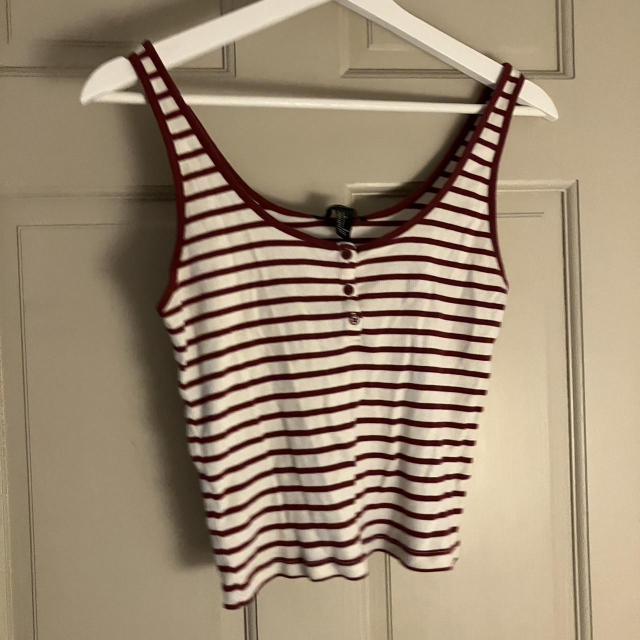 White and red striped tank top #stripes - Depop