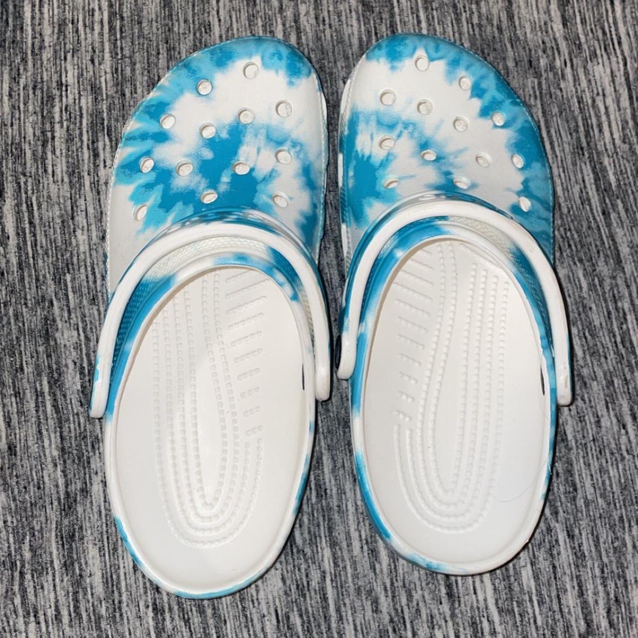 Brand new blue tie dye crocs. Size 9 women/size 7... - Depop