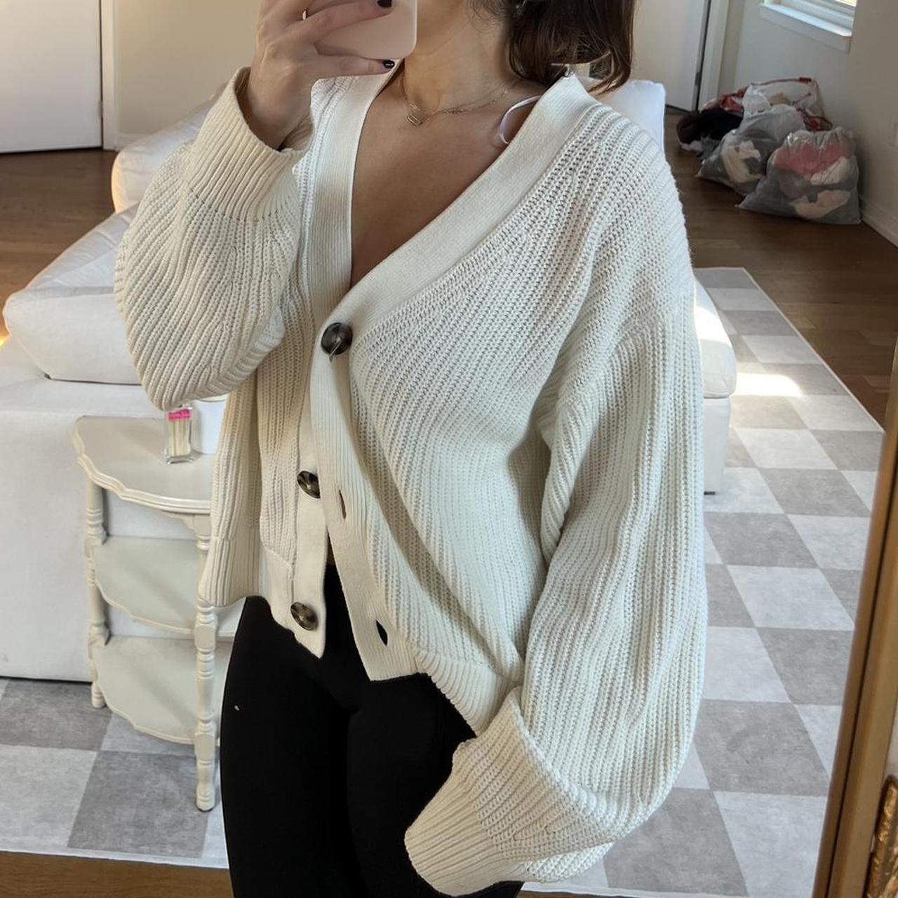 Oversized cream button up sweater cardigan - Depop
