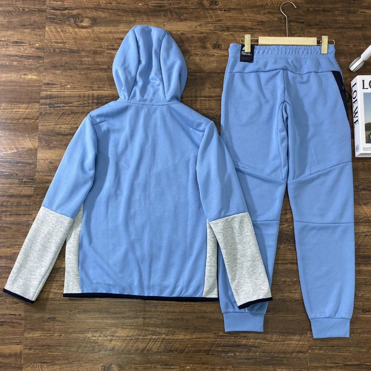 Nike Tracksuit Tech Fleece Black ( Light Blue &... - Depop