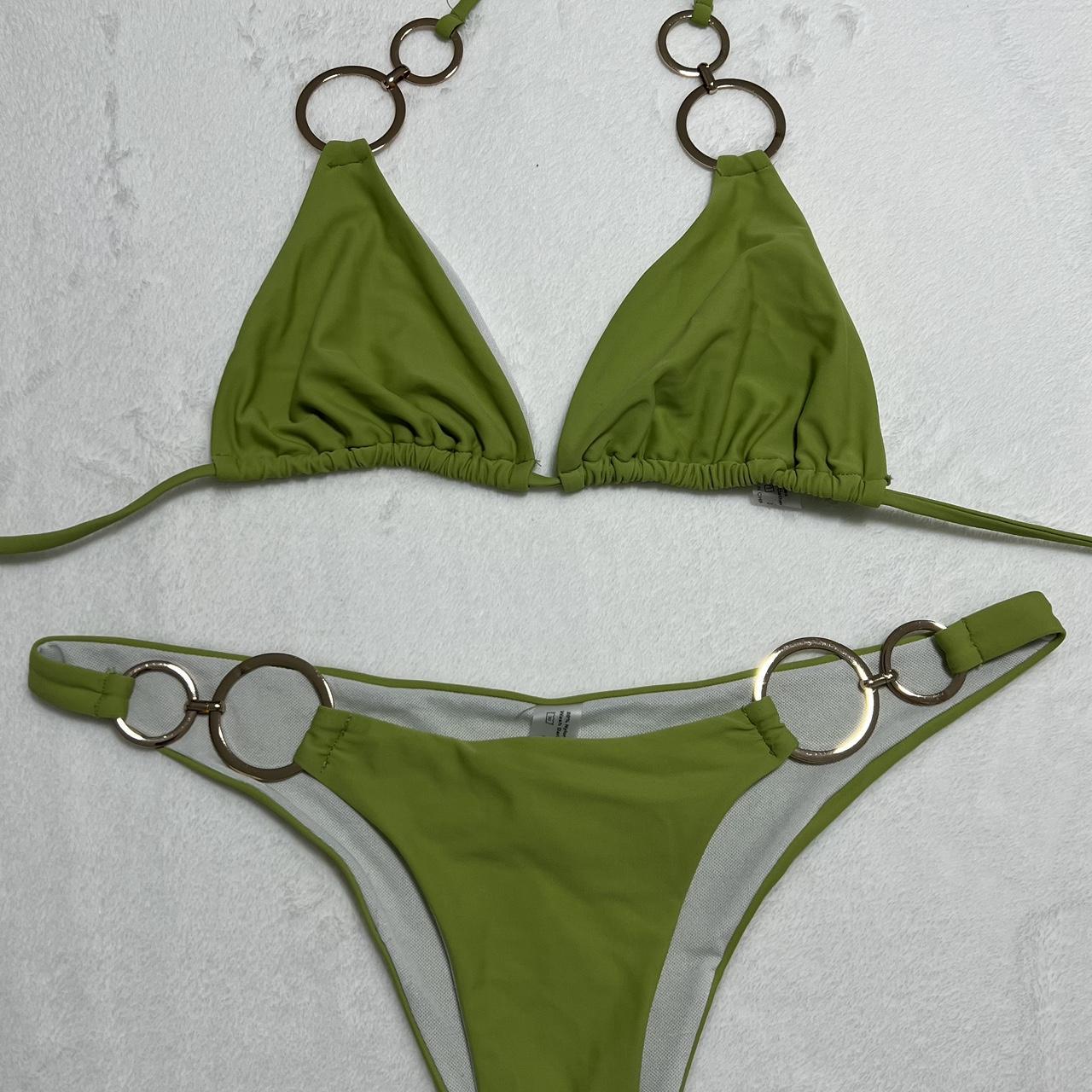 Green bikini w/ gold hoops - Depop