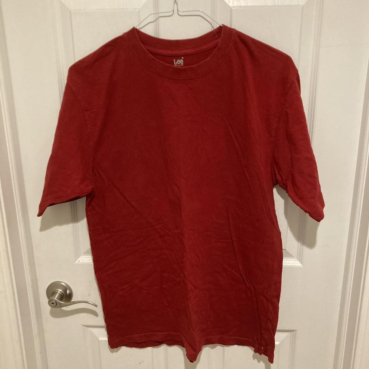 Lee red tee SIze large No stains Measurements in... - Depop