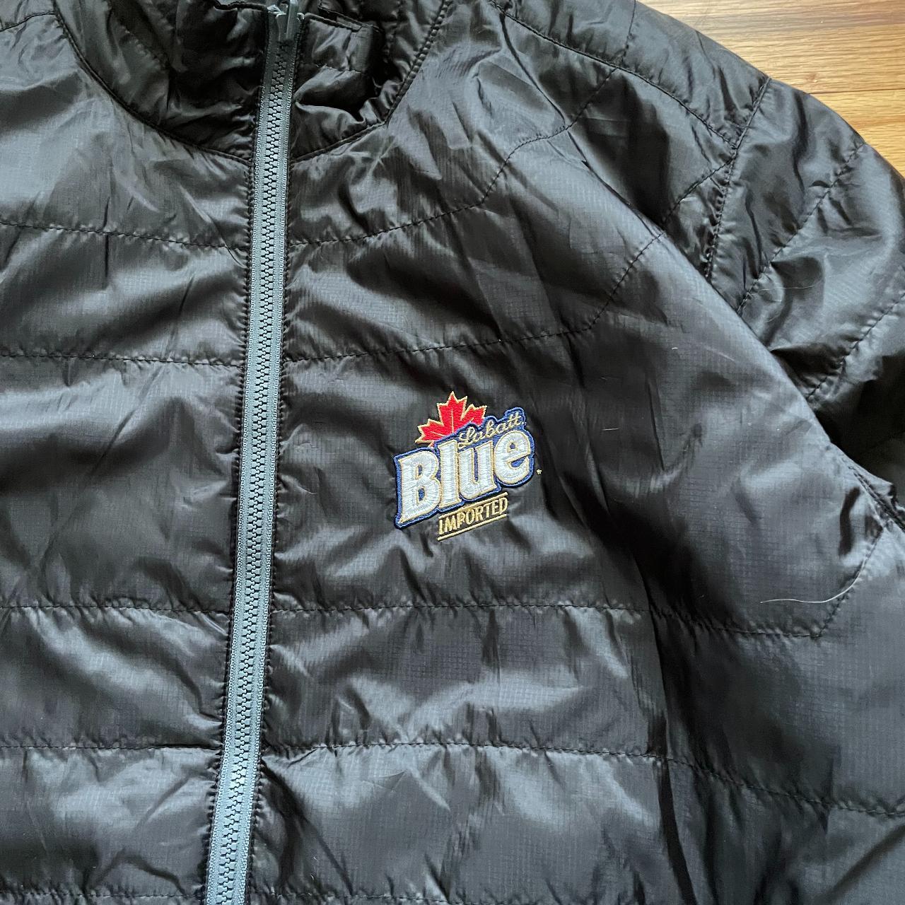 Labatt Blue puffer jacket size XL fits L no flaws 22x30 - Depop