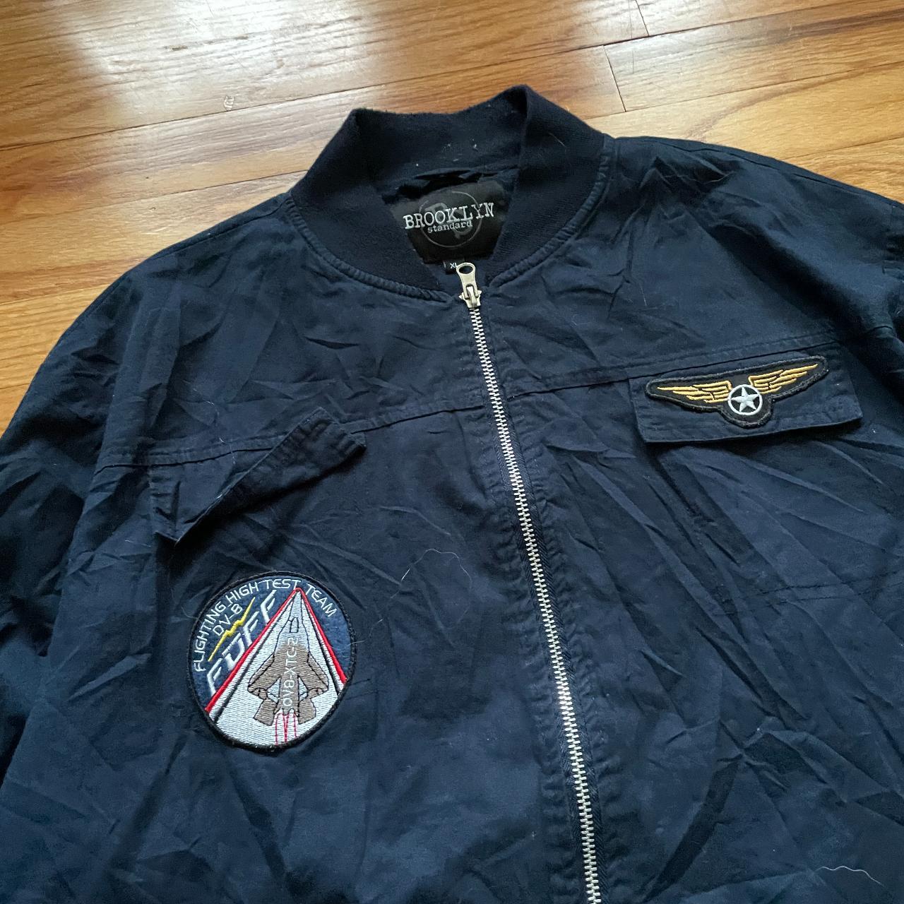 Y2K airforce patched jacket size XL fits L no... - Depop