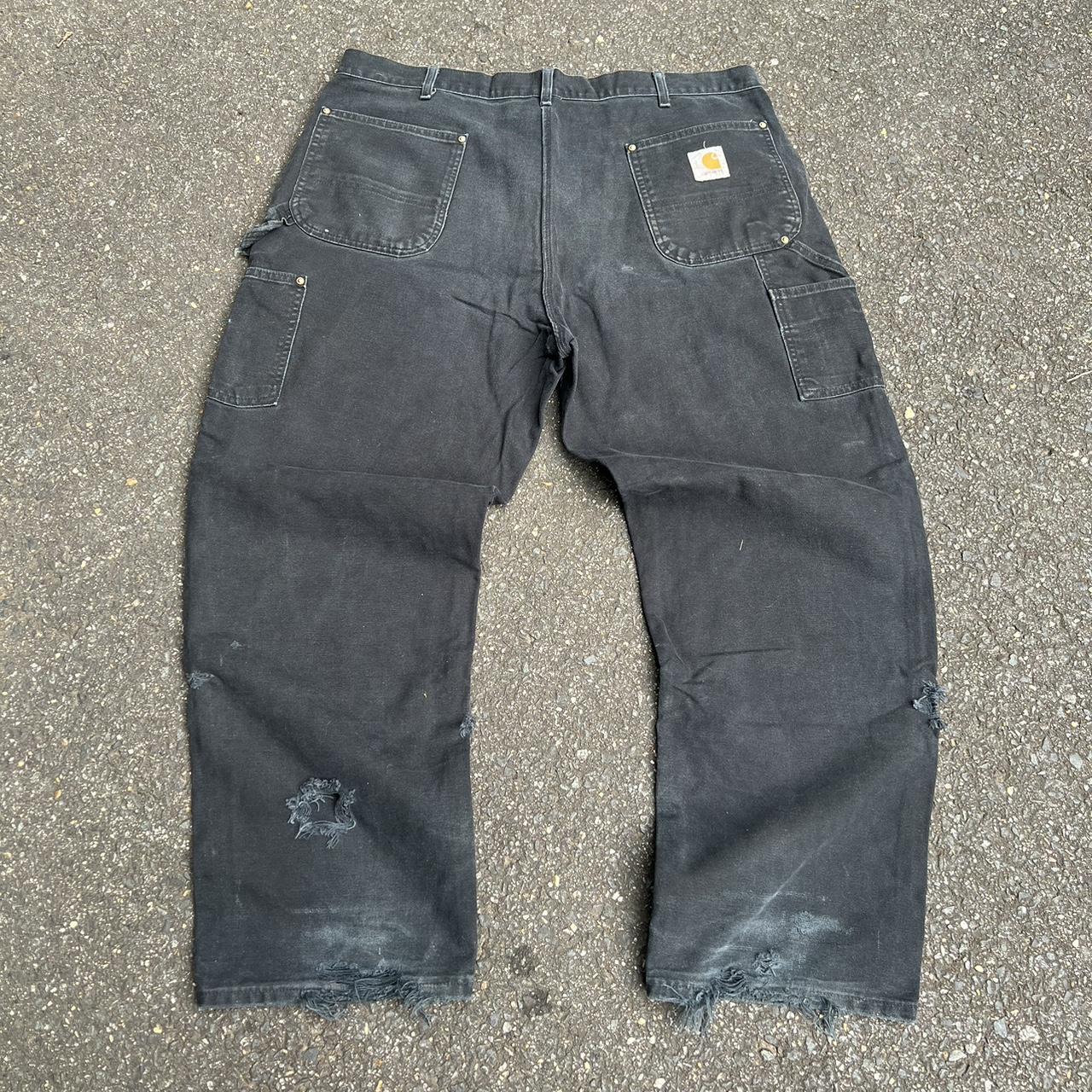 Vintage Carhartt Black Double-knee Work pants -W40... - Depop