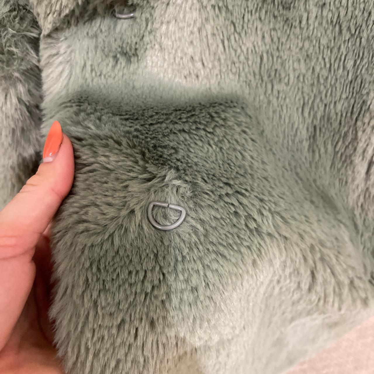 Ena Pelly minimalist faux fur jacket sage Size 6 but... - Depop