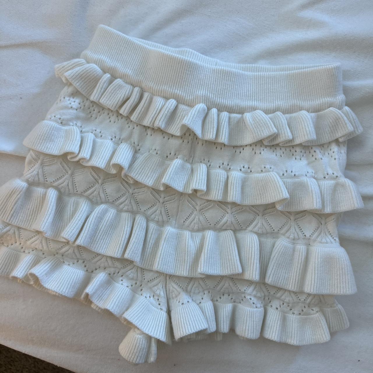 White ruffle shorts | Depop