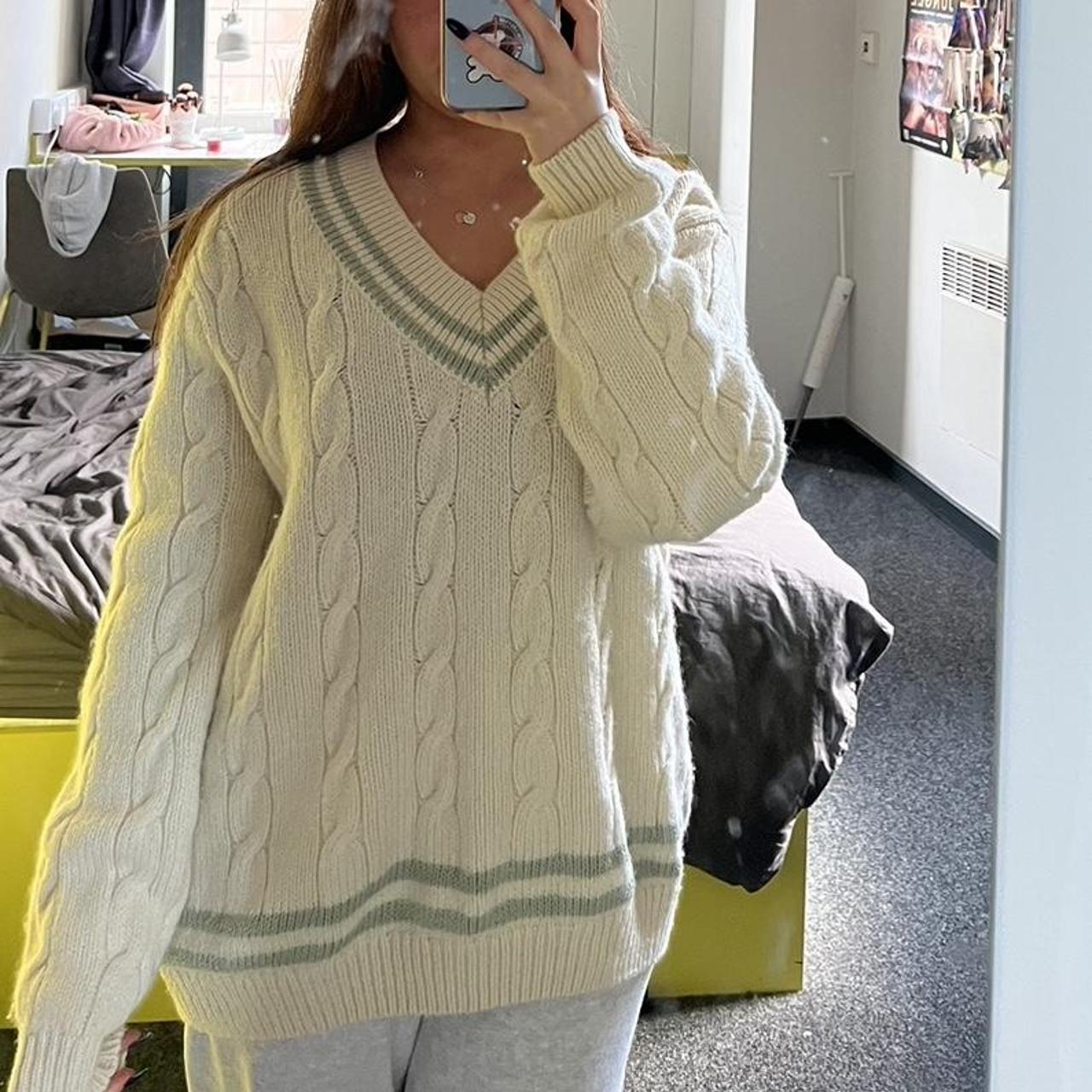 brandy melville nikki sweater v neck knit jumper... - Depop