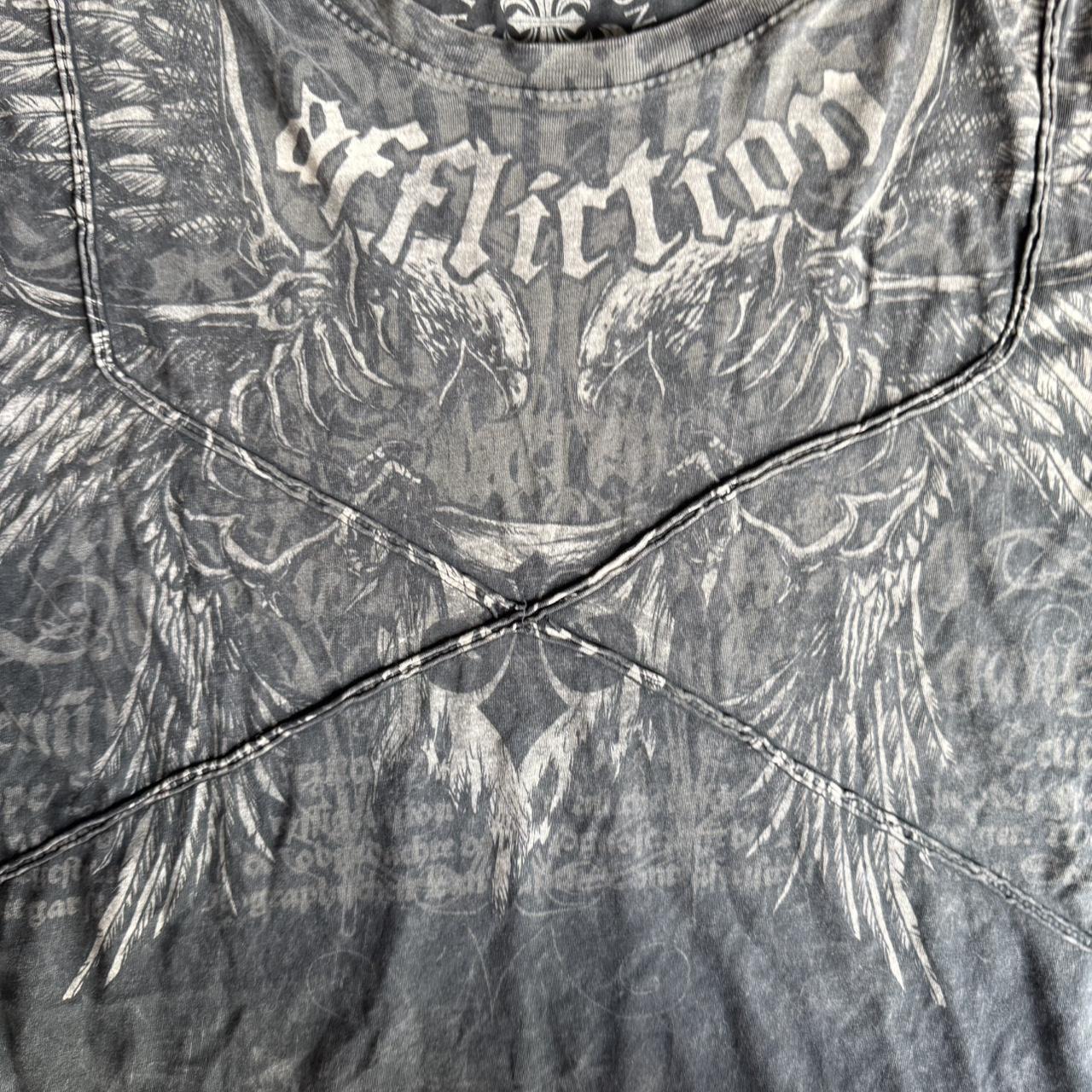 Y2K affliction grunge skull wings tee. Size XL.... - Depop