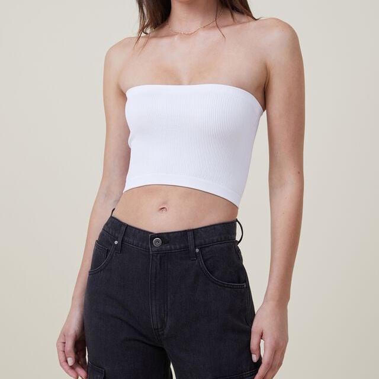 Cotton on White ribbed tube top Size small - Depop