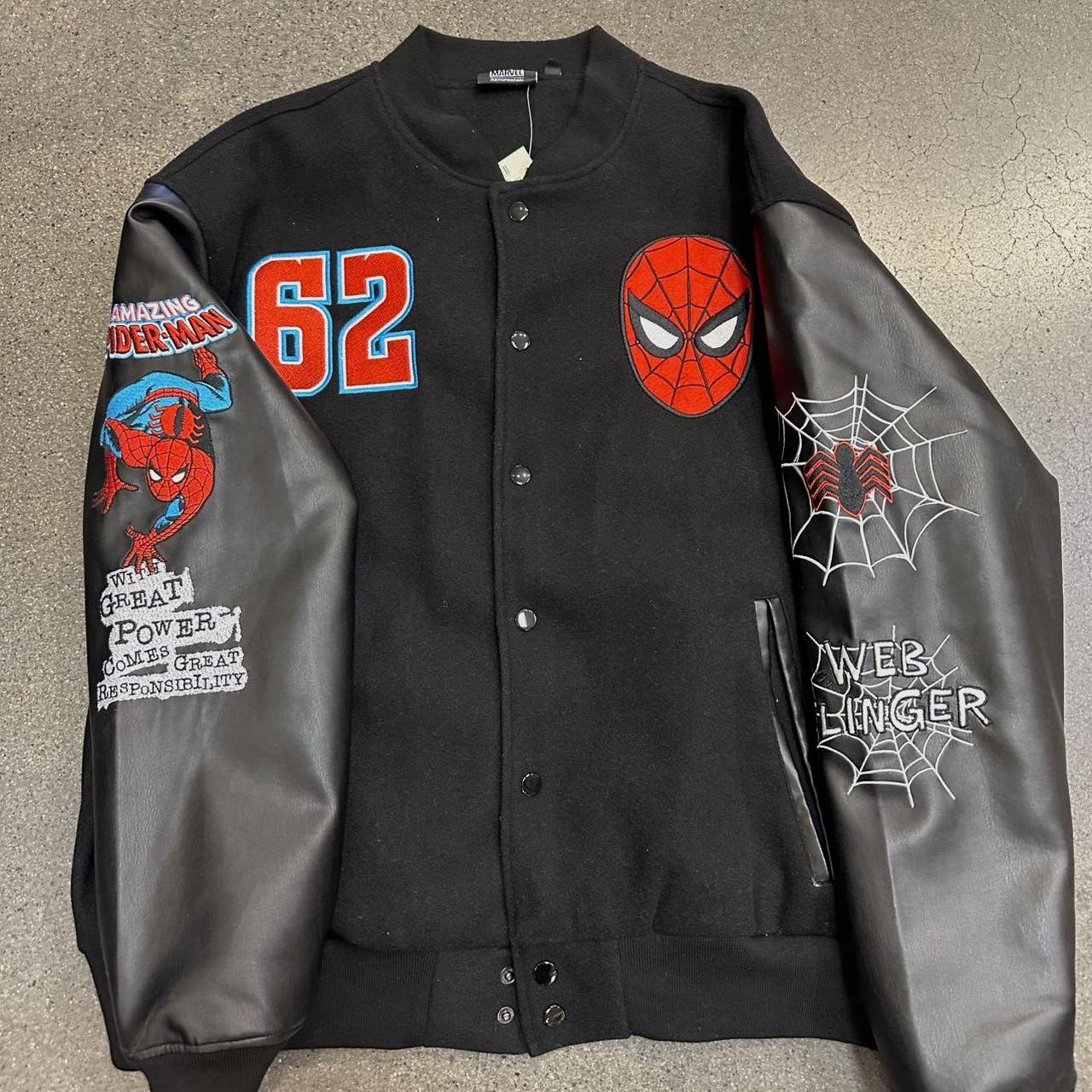 Aeropostale SpiderMan Varsity Jacket with patches... - Depop