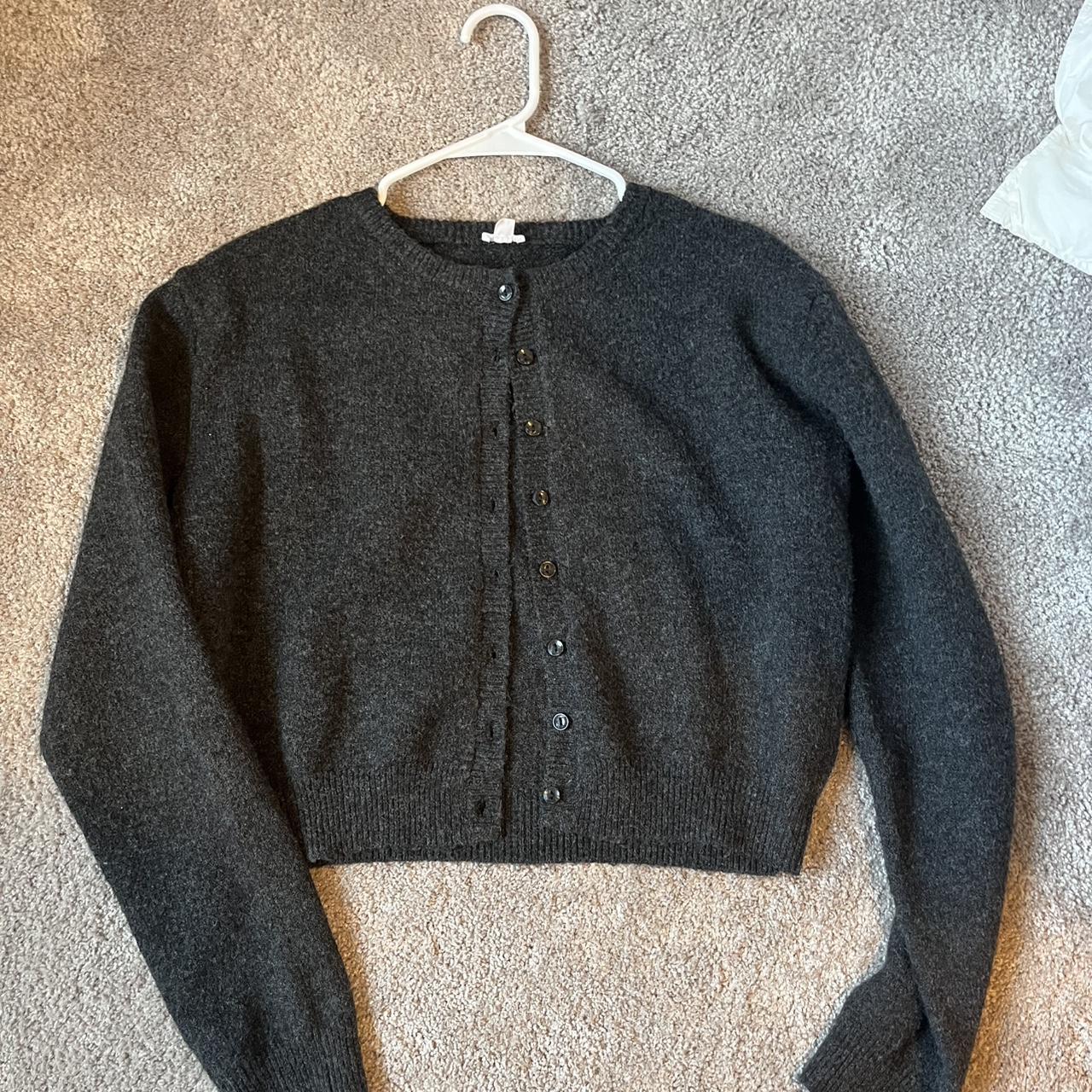 Garage dark grey cropped cardigan | Depop