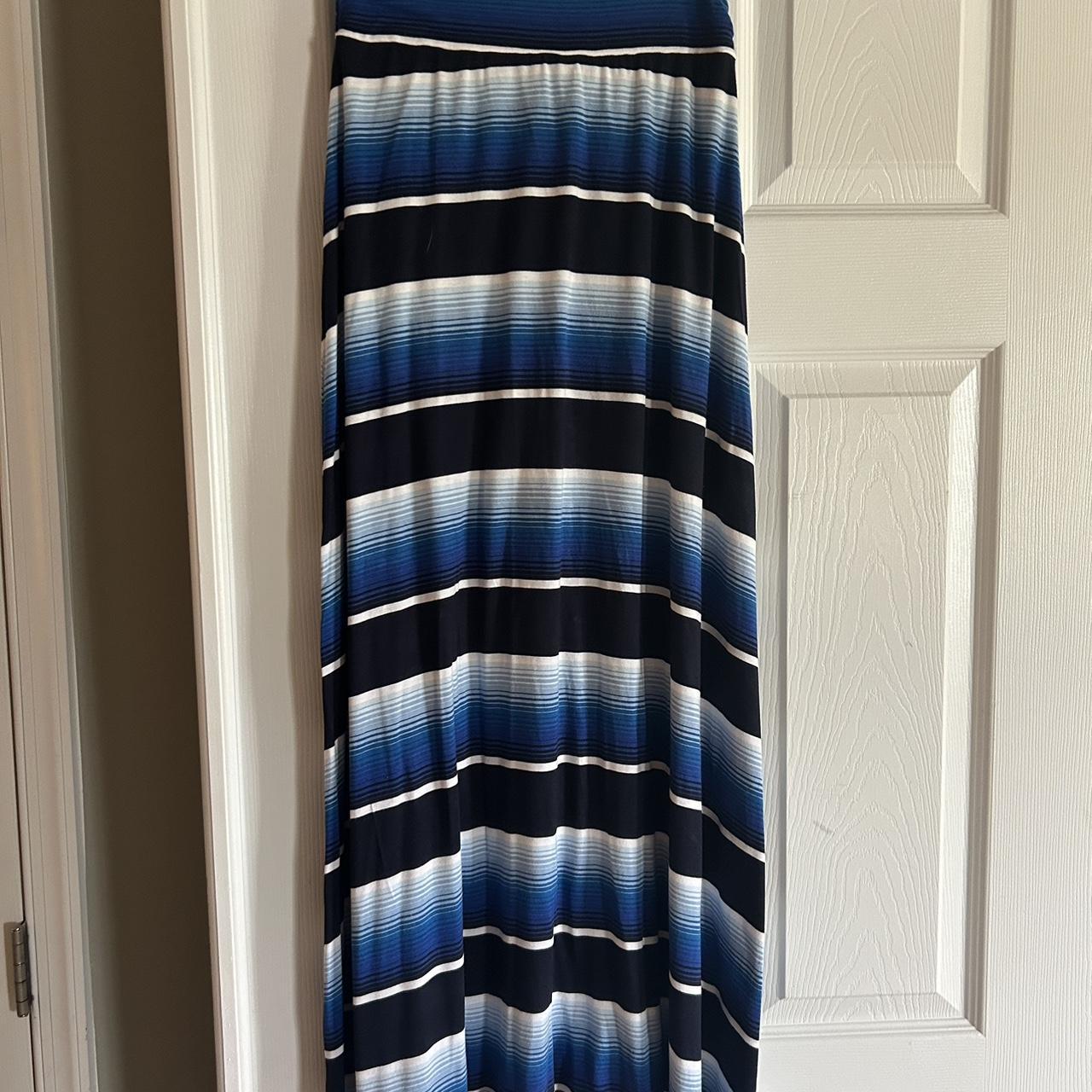 Striped Maxi Skirt Merona Size XS Blues and white... | Depop