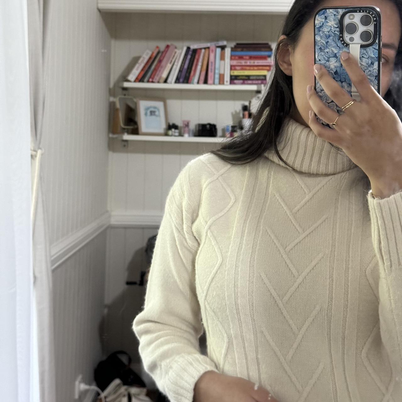 Cream knit turtleneck, worn a handful of... | Depop