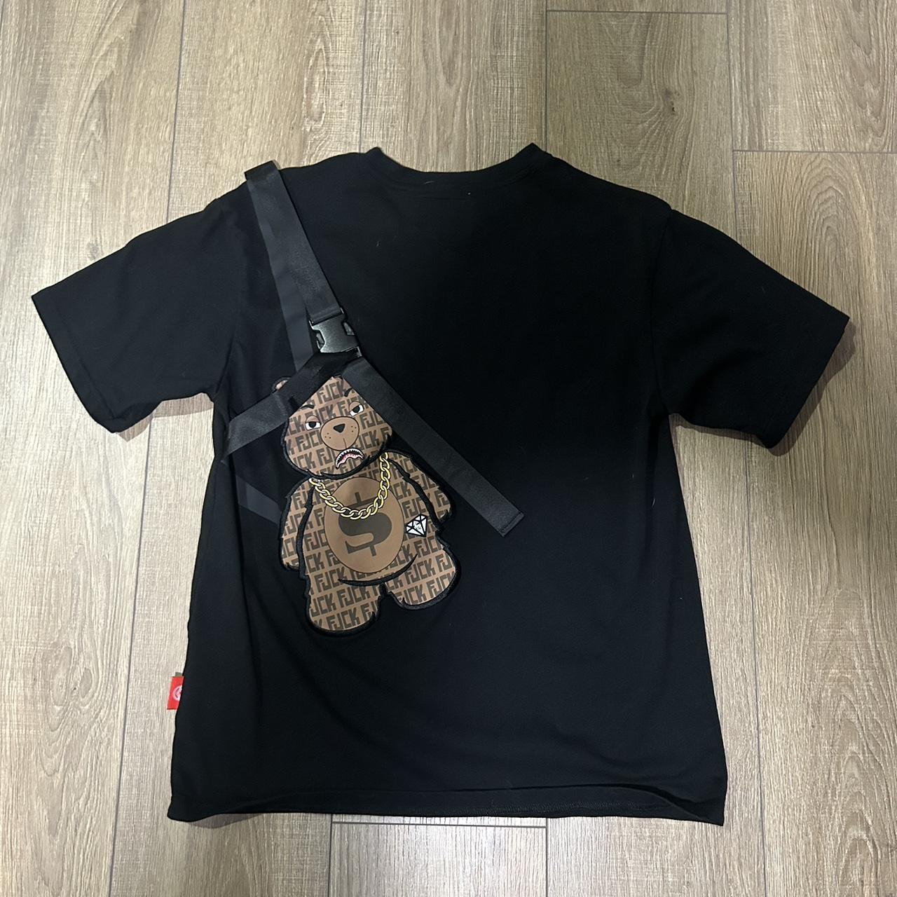 Sprayground T shirt with brown bear design and clip... - Depop