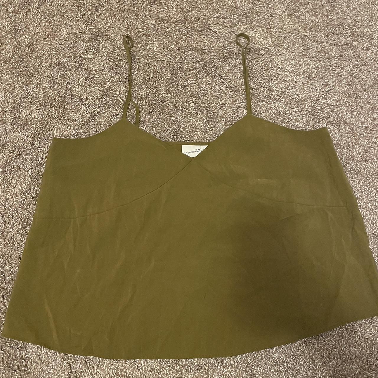 Universal Thread Olive Green Velvet-Like Top... - Depop