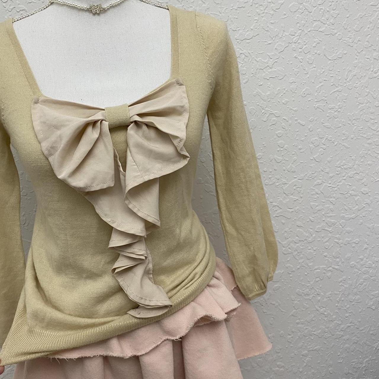 japanese brand bow ribbon sweater shoujo girl blouse... - Depop