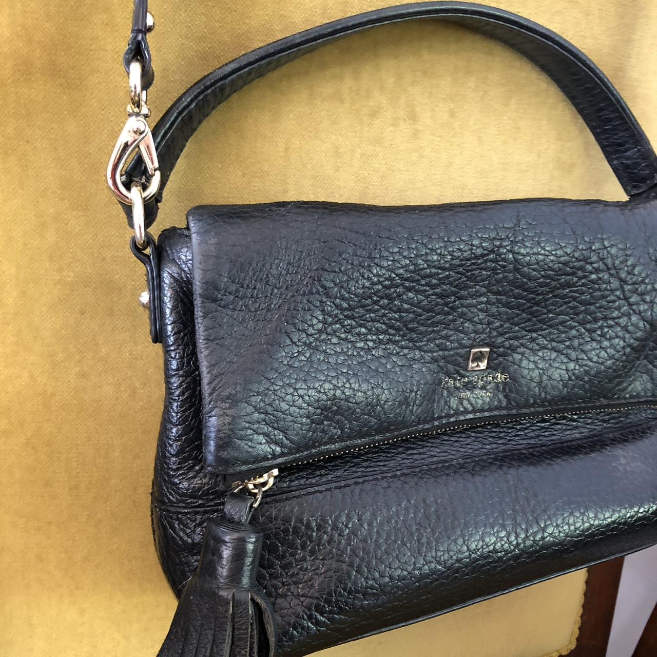 Stunning Kate Soade black leather handbag Black... - Depop