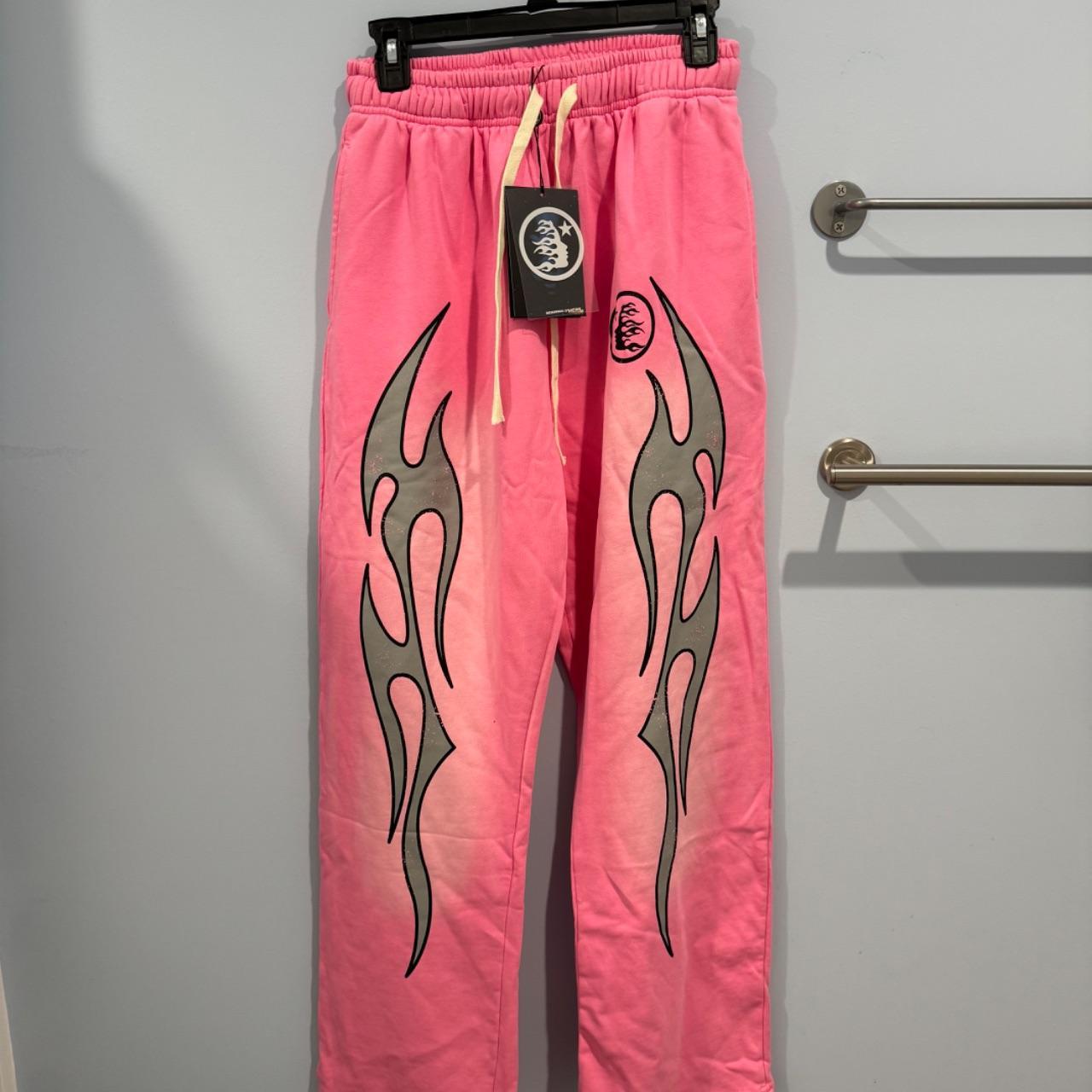 Hellstar Pink Flame Sweatpants Size Large Brand... - Depop