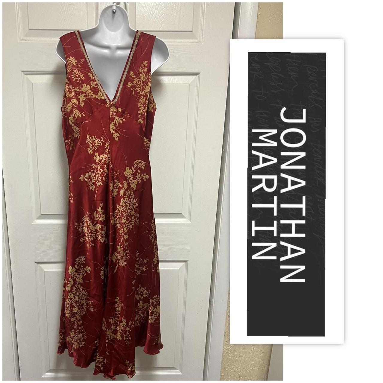 Jonathan Martin Studio Red Silk MIDI Dress Vintage... - Depop