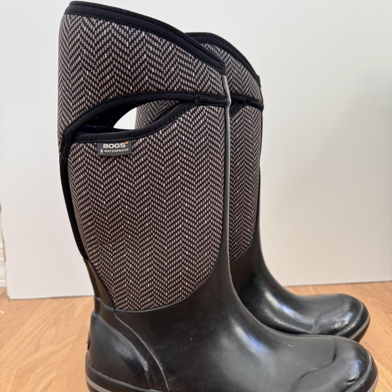 Black and grey Bogs waterproof boots... | Depop