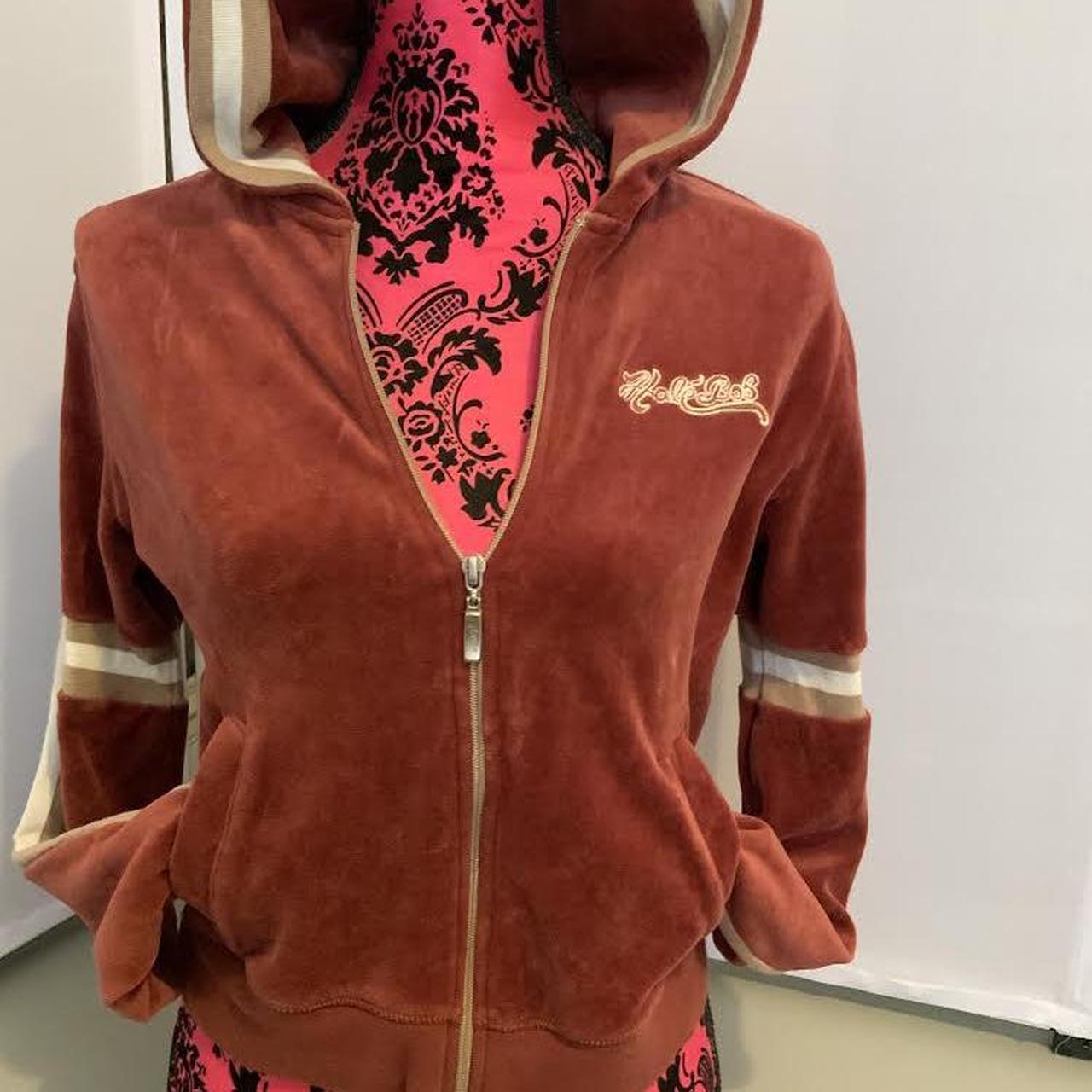 Vintage Hale Bob velour zip up crop Hoodie jacket. Y2K - Depop