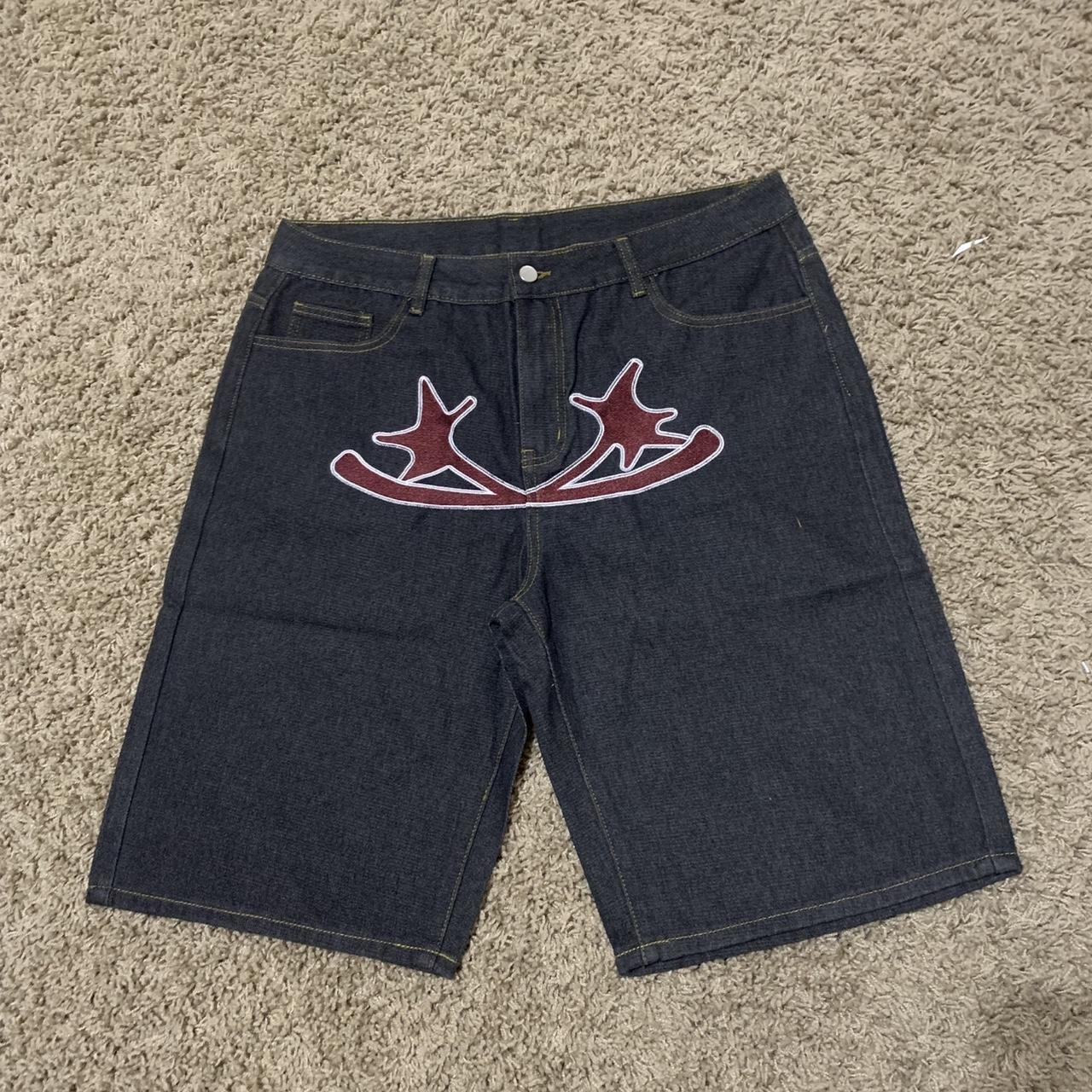 tuff embroidered jorts red and black brand new size... - Depop