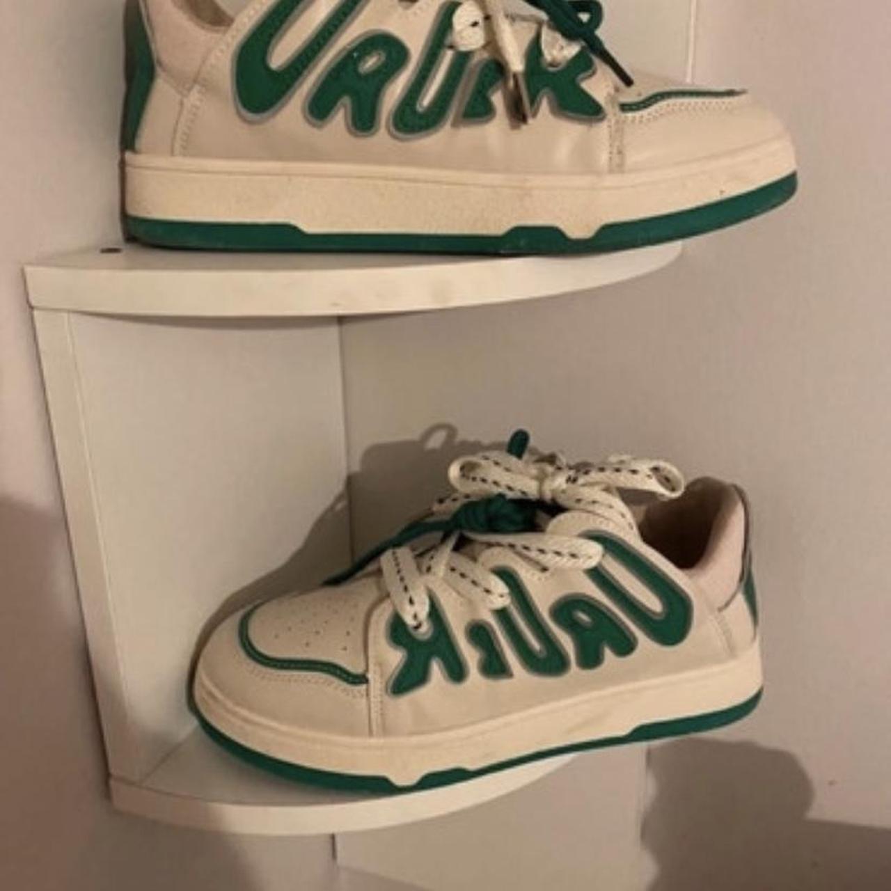 Green and beige street style trainers - Depop