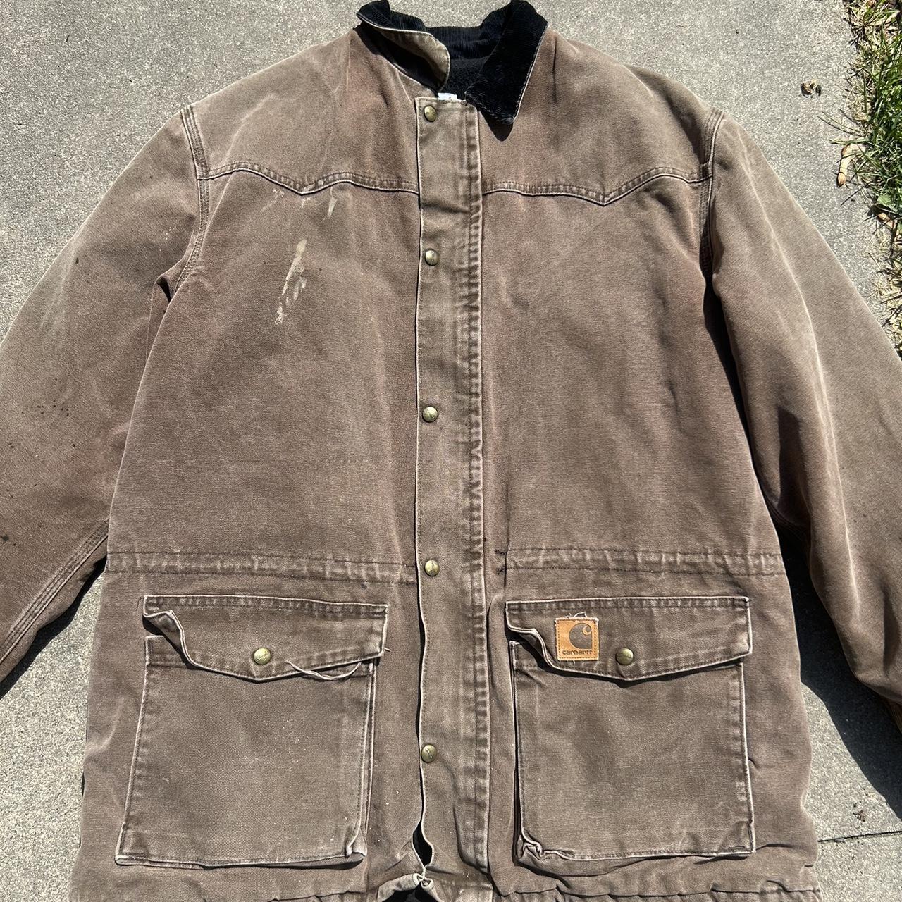 Vintage 1997 Carhartt Chore Jacket Size Large Tall -... - Depop