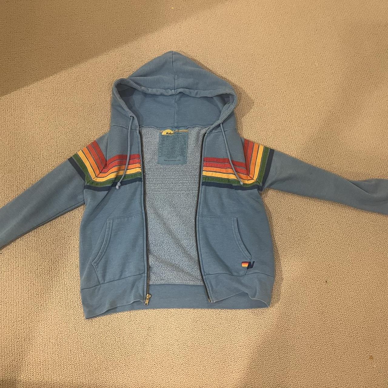 6 striped light blue AV zip up hoodie Really good... - Depop