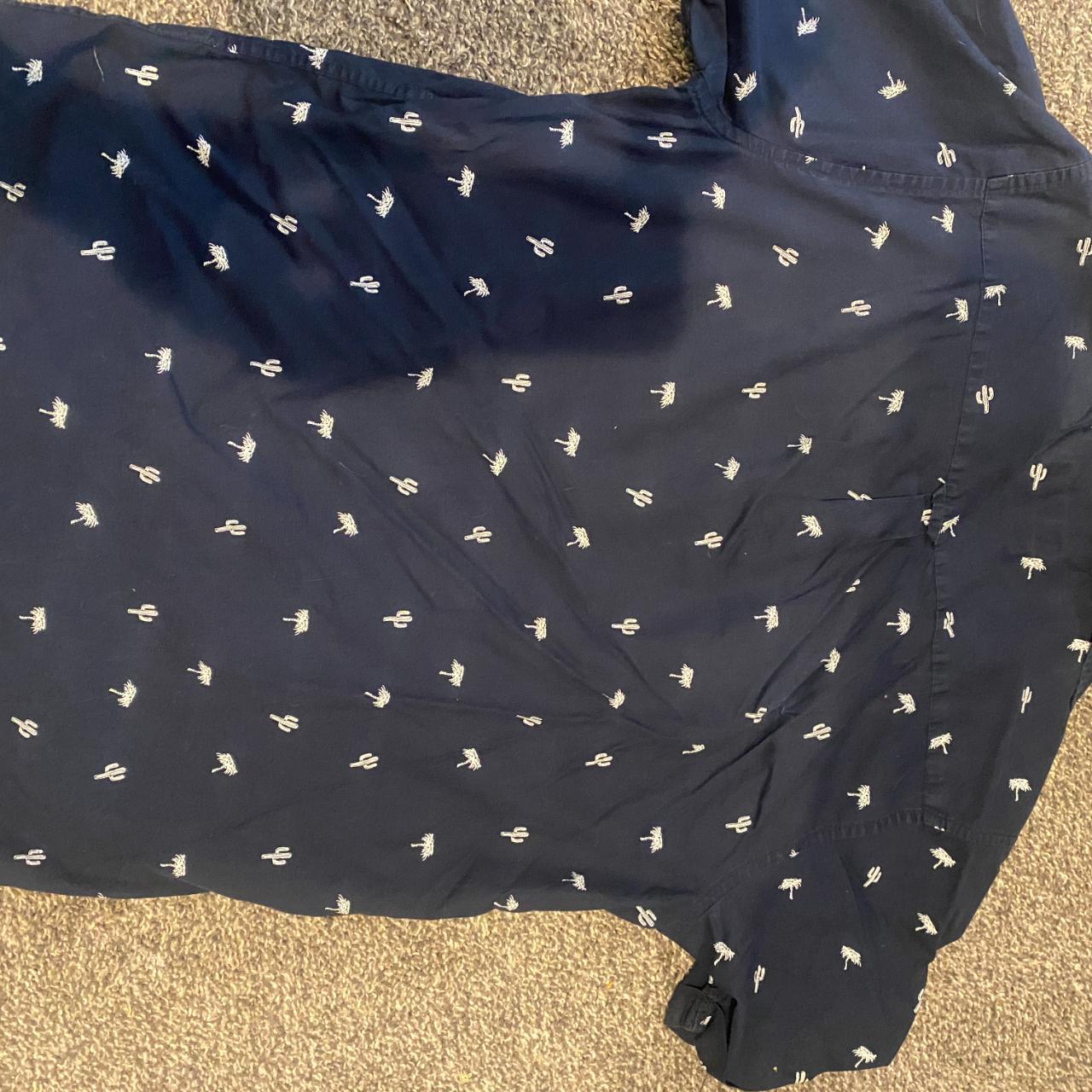 Primark Cactus Blue Collar Button Down... - Depop