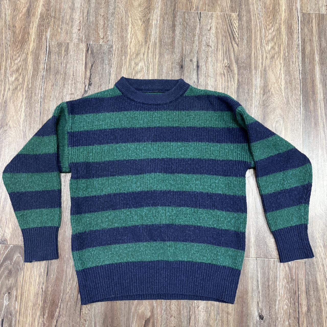 XS unisex fuzzy striped sweater - Depop
