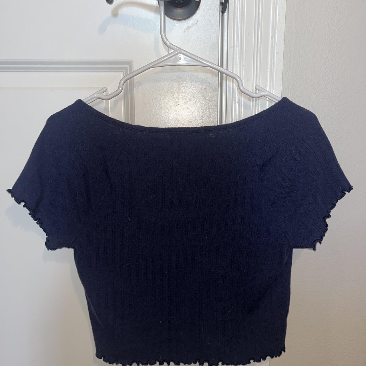 Navy short sleeve cropped cardigan #arizona #navy... - Depop