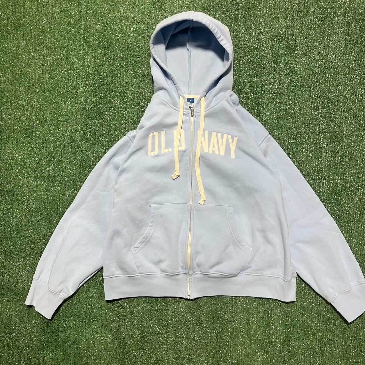 Blue and yellow Old Navy zip-up hoodie with... | Depop