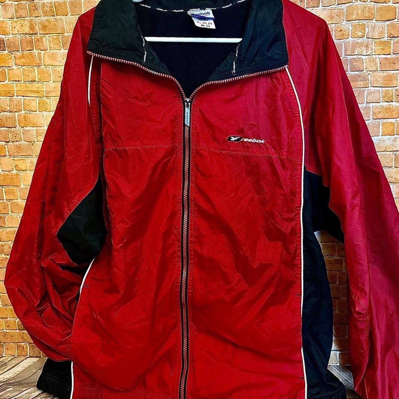 REEBOK jacket windbreaker red/black lightweight... - Depop