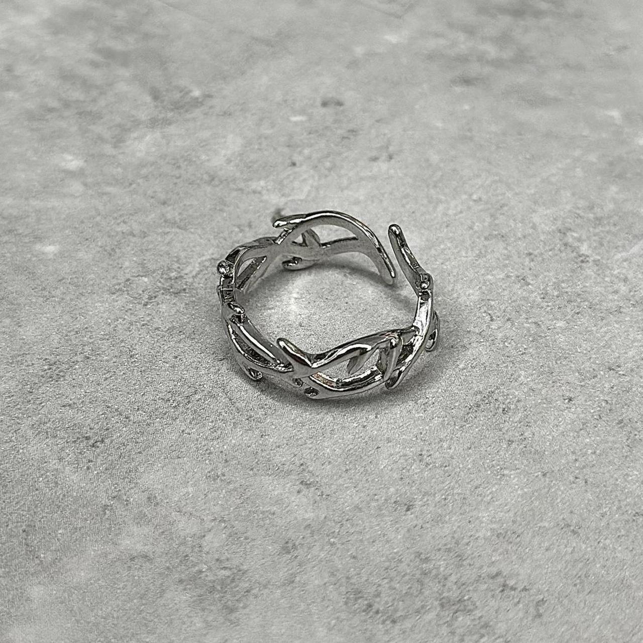 silver barbed wire unique chrome vintage style... | Depop