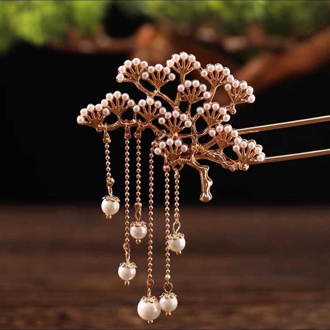 Chinese traditional hair pin (chai zi). Golden color... - Depop