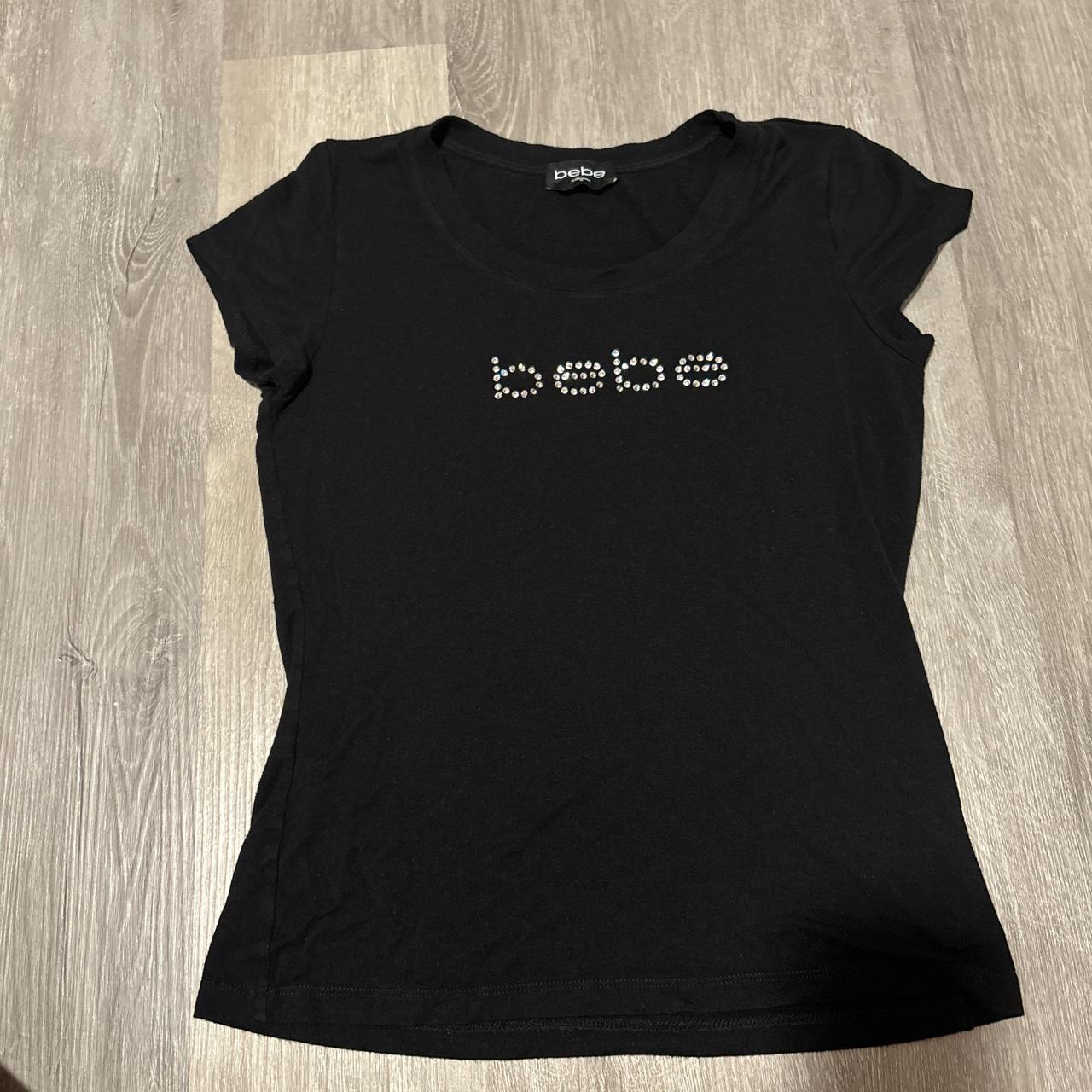 Bebe black bedazzled top #y2k #2000s - Depop