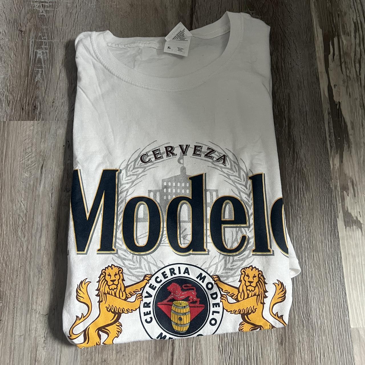 vintage modelo t-shirt xl great condition - Depop